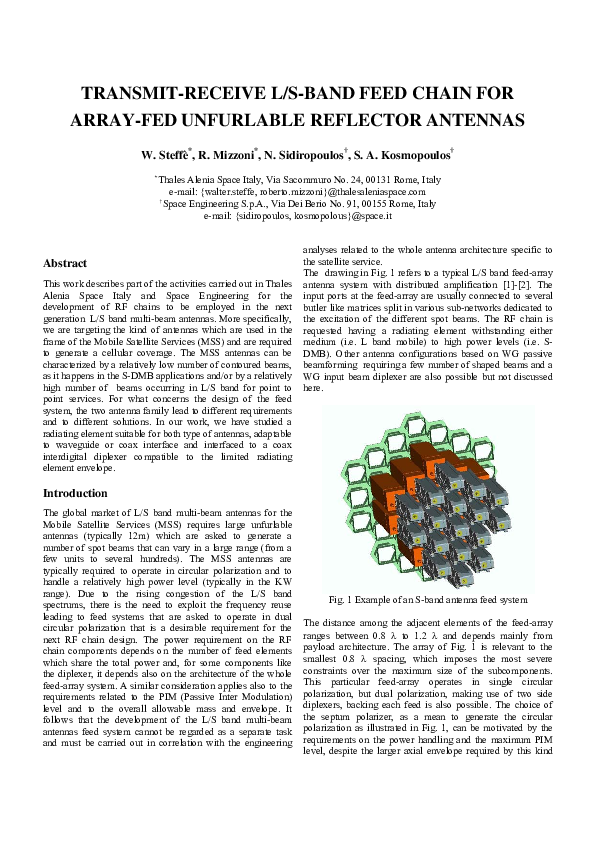 (PDF) Transmit-Receive L/S-Band Feed Chain for Array-Fed Unfurlable ...