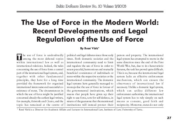 (PDF) The Use of Force in the Modern World: Recent Developments and ...