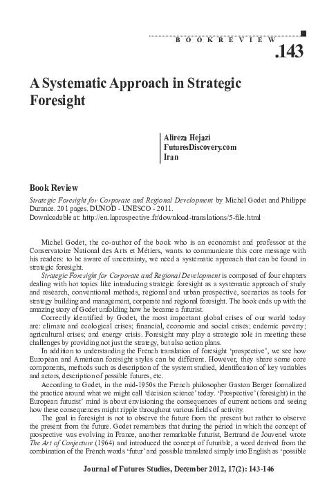 (PDF) A Systematic Approach in Strategic Foresight