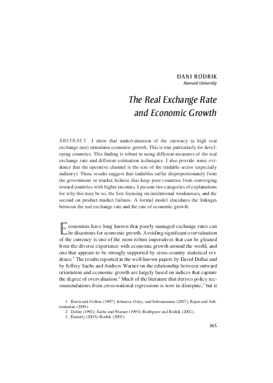 (PDF) The real exchange rate and economic growth