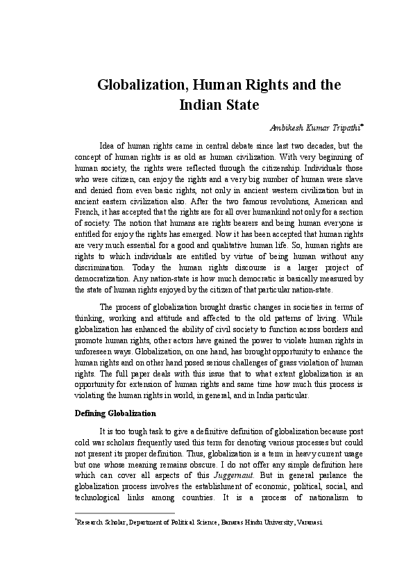 (PDF) Globalization, Human Rights and the Indian State