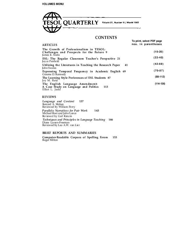 (PDF) The learning style preferences of ESL students
