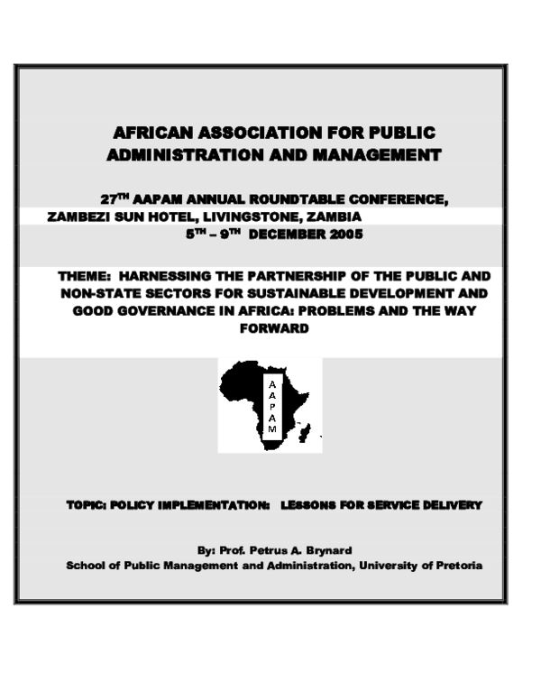 (PDF) POLICY IMPLEMENTATION in Poor Countries