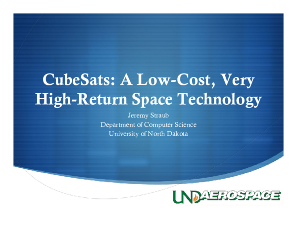 (PDF) CubeSats: A Low-Cost, Very High-Return Space Technology