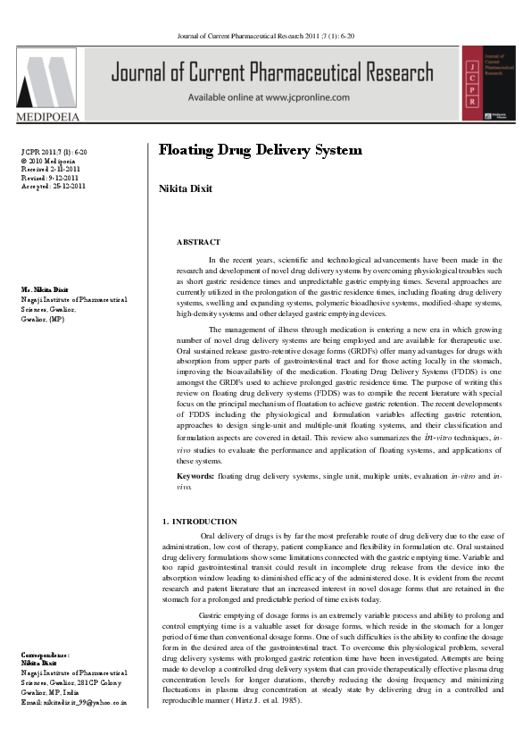 (PDF) Floating Drug Delivery System