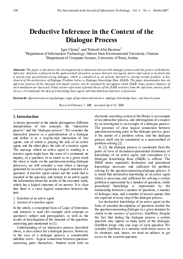 (PDF) Deductive Inference in the Context of the Dialogue Process