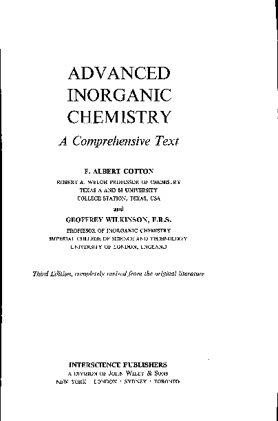 (PDF) Advanced Inorganic Chemistry