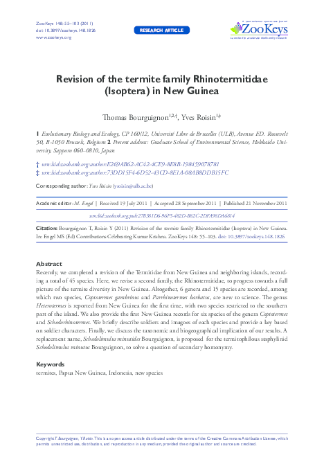 (PDF) Revision of the termite family Rhinotermitidae (Isoptera) in New ...