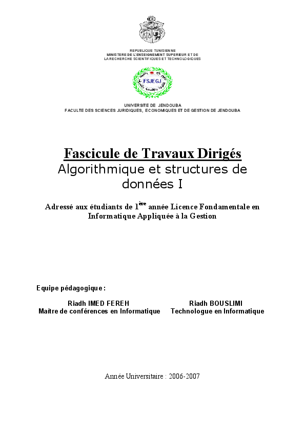 Pdf Algorithmique Et Structures De Données I