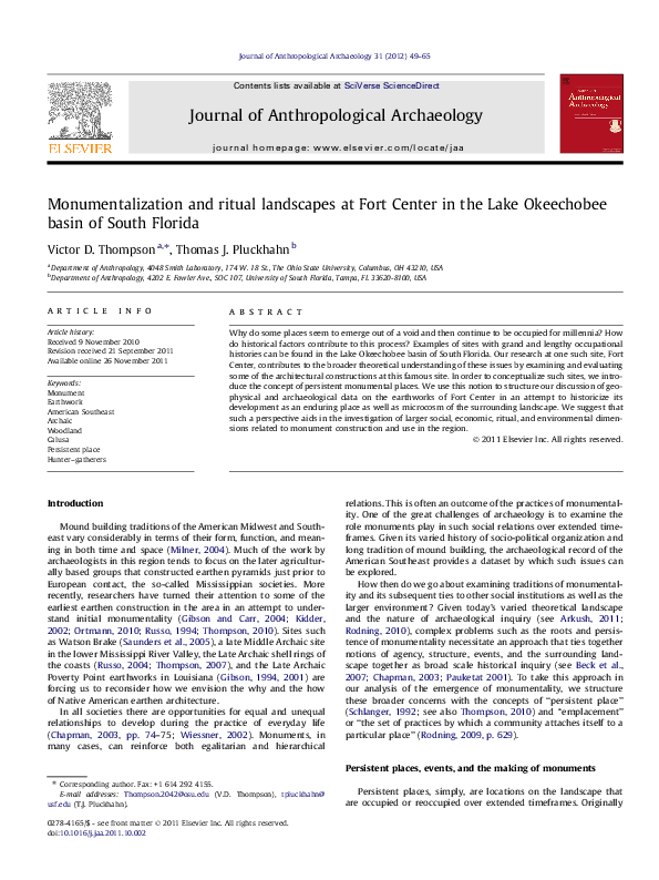 (PDF) Monumentalization and Ritual Landscapes at Fort Center in the ...