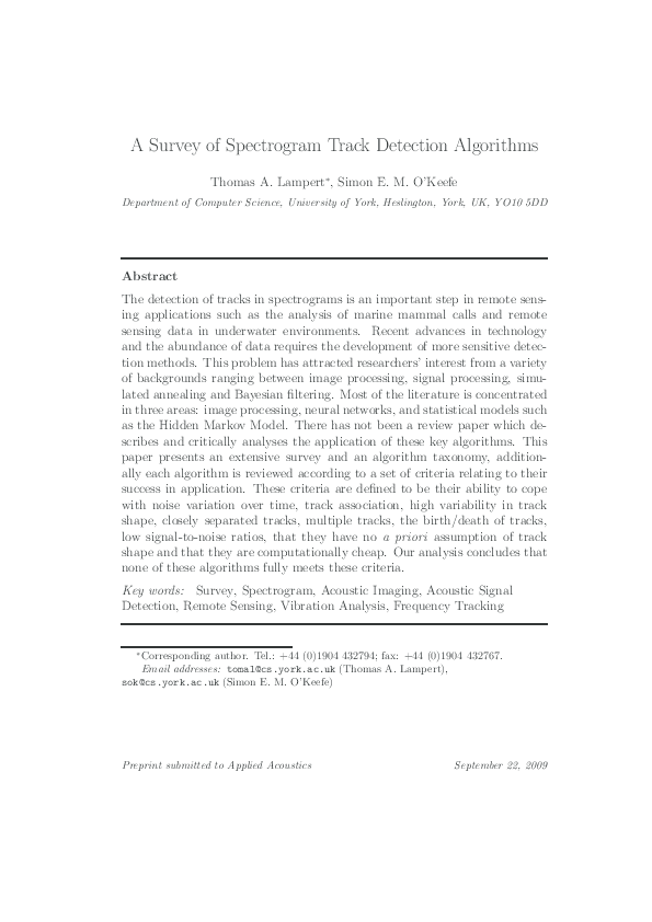 (PDF) A survey of spectrogram track detection algorithms