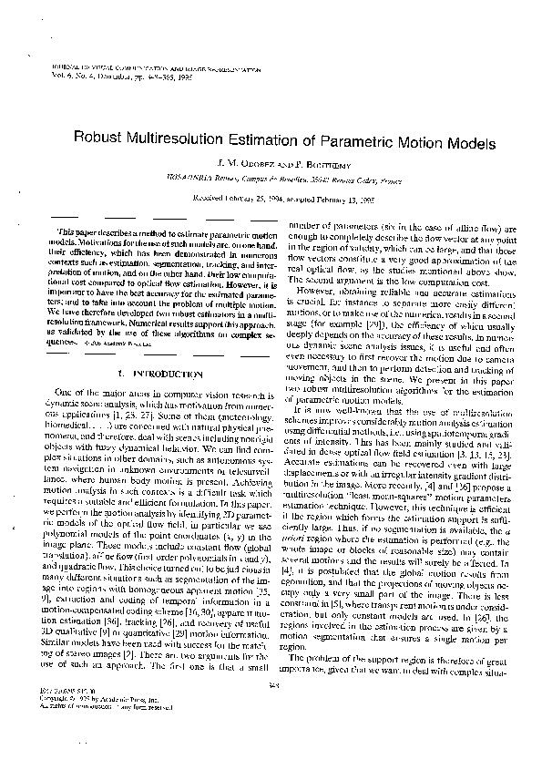 (PDF) Robust multiresolution estimation of parametric motion models