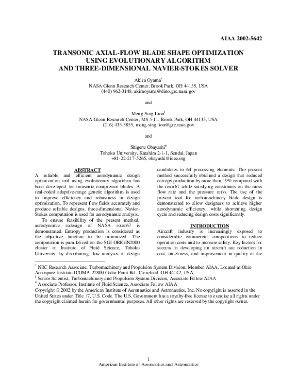 Pdf Transonic Axial Flow Blade Shape Optimization Using Evolutionary Algorithm And Three