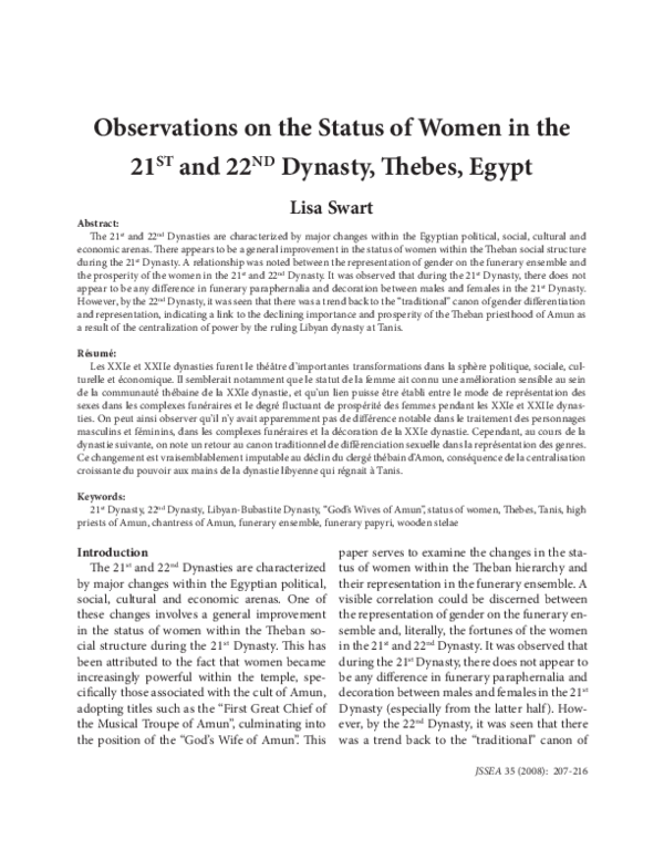 (PDF) Observations on the Status of Women in the 21st and 22nd Dynasty ...