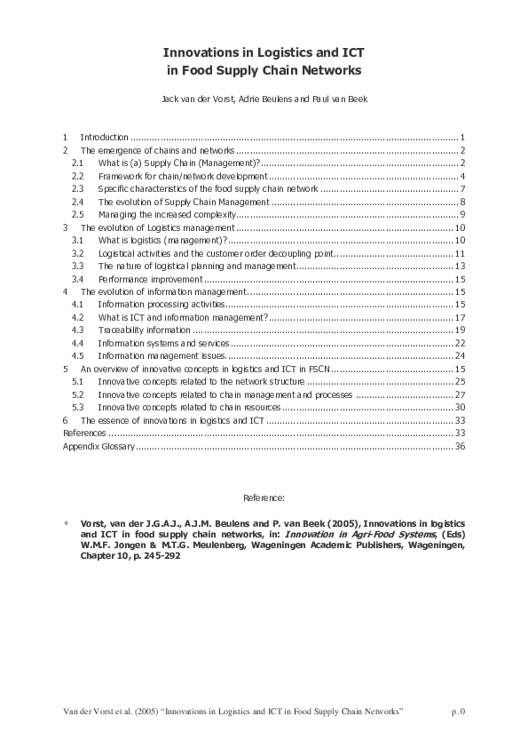 (PDF) 10. Innovations in logistics and ICT in food supply chain networks