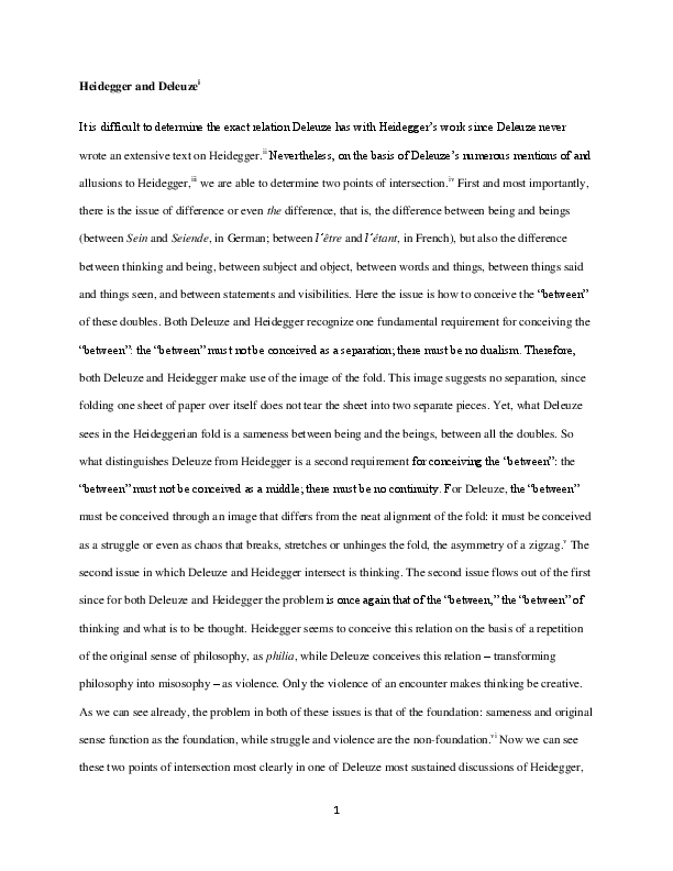 (DOC) “Heidegger and Deleuze,” (co-author: Leonard Lawlor). The ...