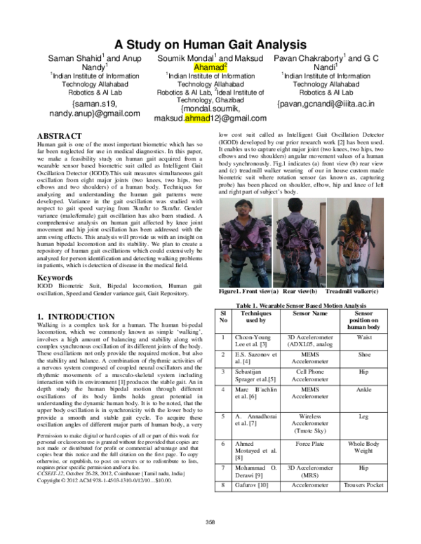 (PDF) A study on human gait analysis