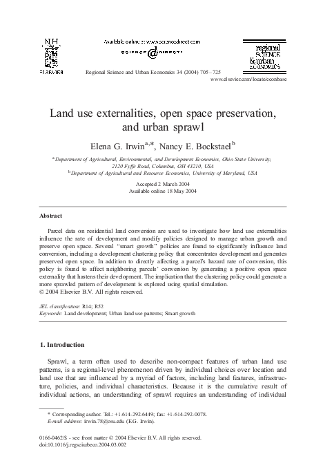 (PDF) Land use externalities, open space preservation, and urban sprawl