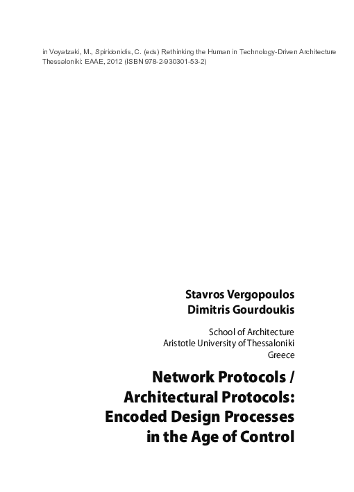 (PDF) Network Protocols / Architectural Protocols: Encoded Design ...