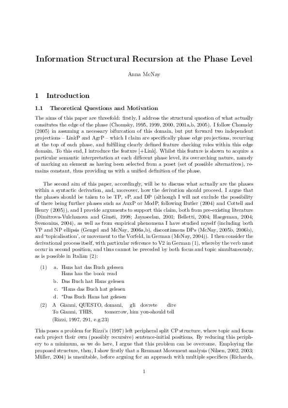 (PDF) Information Structural Recursion at the Phase Level