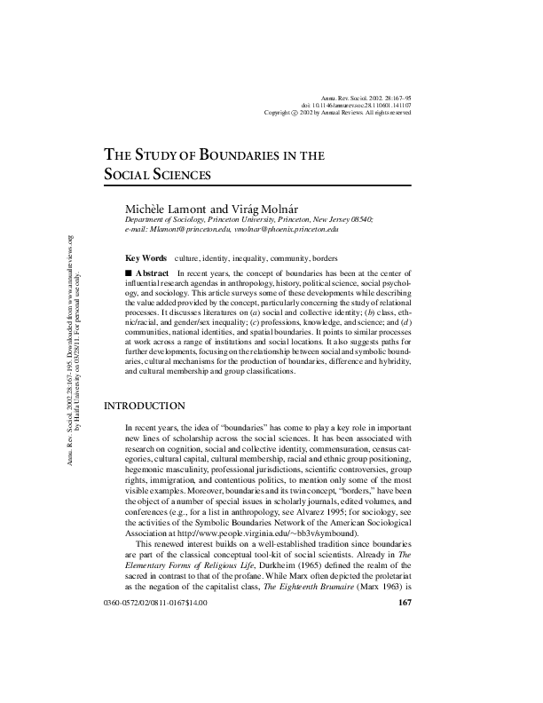 (PDF) The study of boundaries in the social sciences