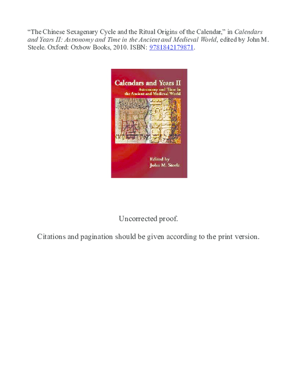 (PDF) The Chinese Sexagenary Cycle and the Ritual Origins of the Calendar