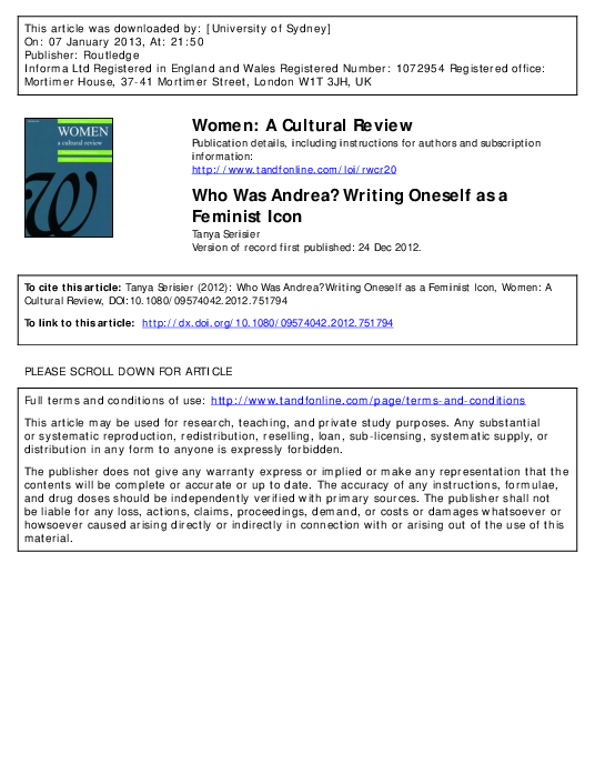 (PDF) Who Was Andrea? Writing Oneself as a Feminist Icon