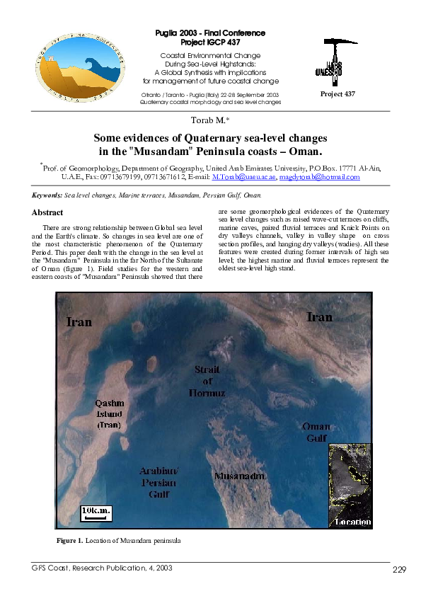 (PDF) Some evidences of Quaternary sea-level changes in the "Musandam ...