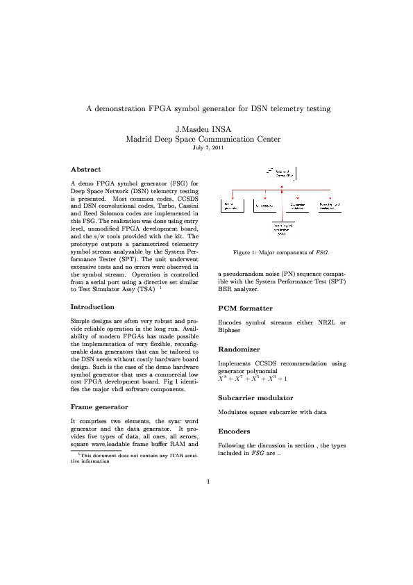 (PDF) A demonstration FPGA symbol generator for DSN telemetry testing