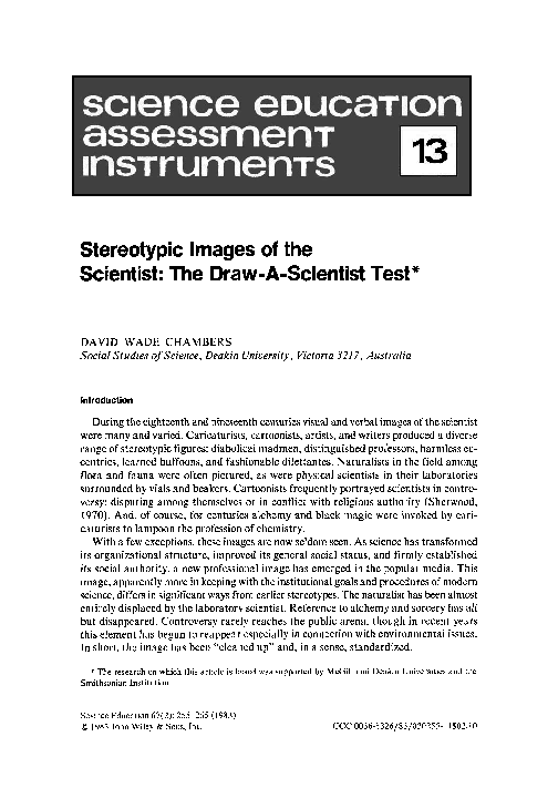 (PDF) Stereotypic Images of the Scientist: The Draw-a-Scientist Test