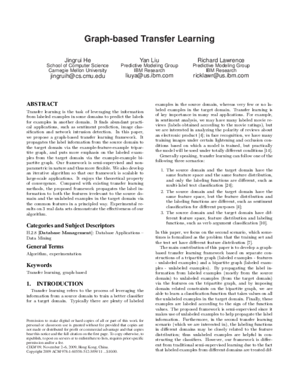 (PDF) Graph-based transfer learning
