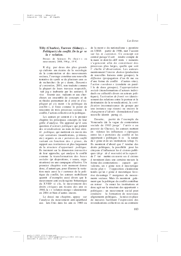 (PDF) Tilly (Charles), Tarrow (Sidney). – Politique(s) du conflit. De ...