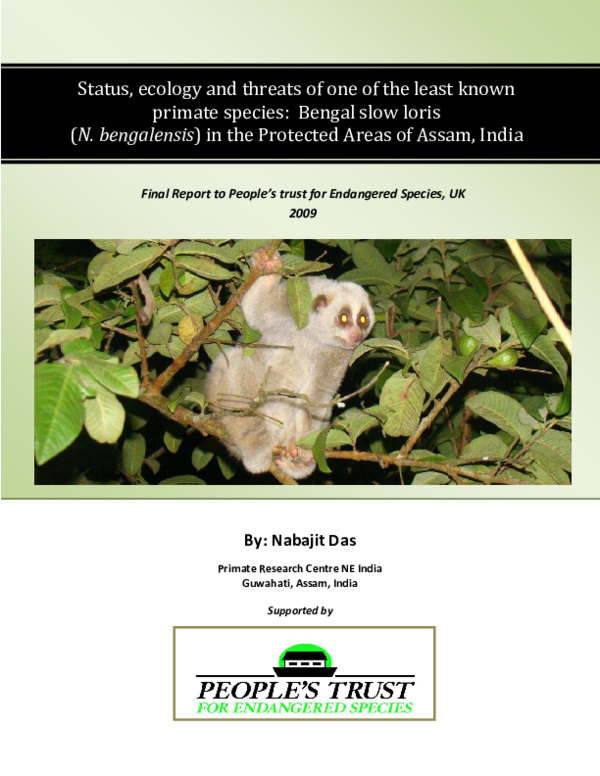 (PDF) Status, ecology and threats of one of the least known primate ...