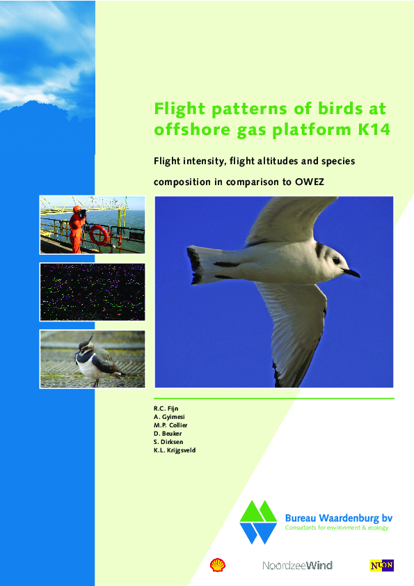 Flight patterns of birds at offshore gas platform K14. Flight intensity ...