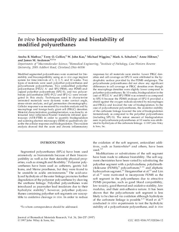 (PDF) Polyurethanes, polyethers, polydimethylsiloxanes, polycarbonates ...