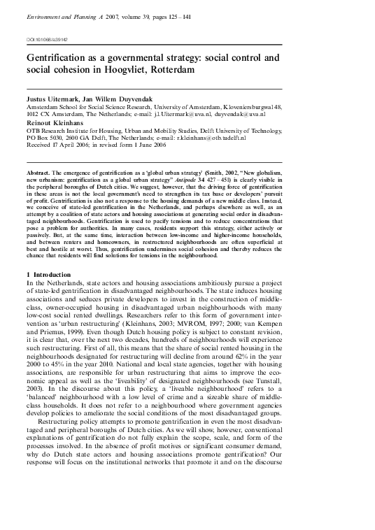 (PDF) Uitermark, Justus, Jan Willem Duyvendak & Reinout Kleinhans (2007 ...