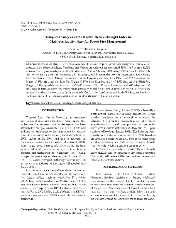 (PDF) Temporal analysis of Keetch-Byram Drought Index in Malaysia ...