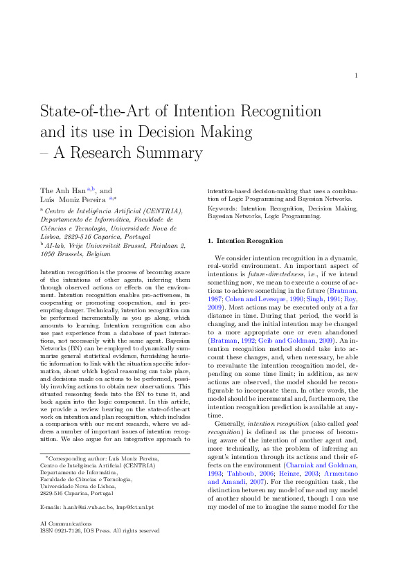 (PDF) State-of-the-Art of Intention Recognition and its Use in Decision ...