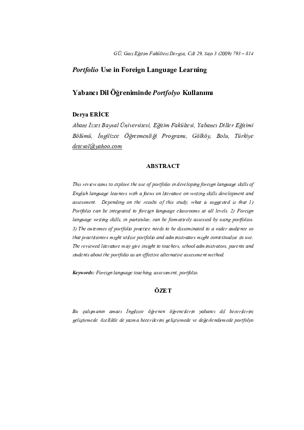 (PDF) Portfolio Use in Foreign Language Learning