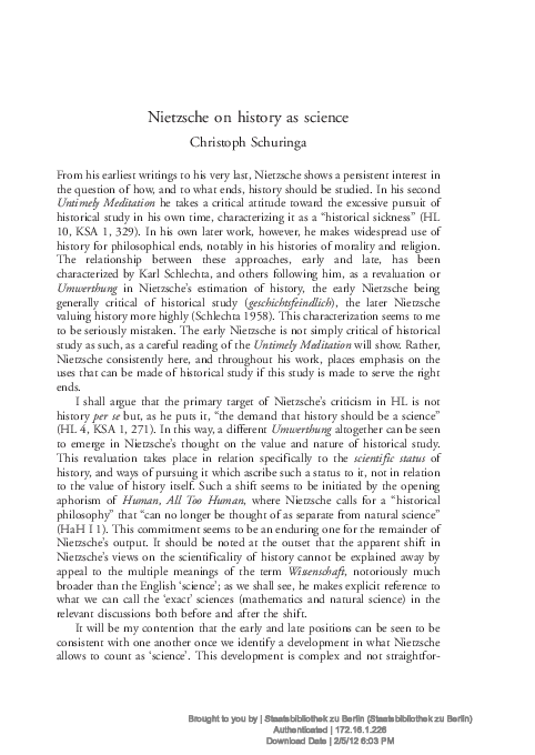 (PDF) Nietzsche on History as Science