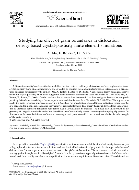 Studying the effect of grain boundaries in dislocation density based ...