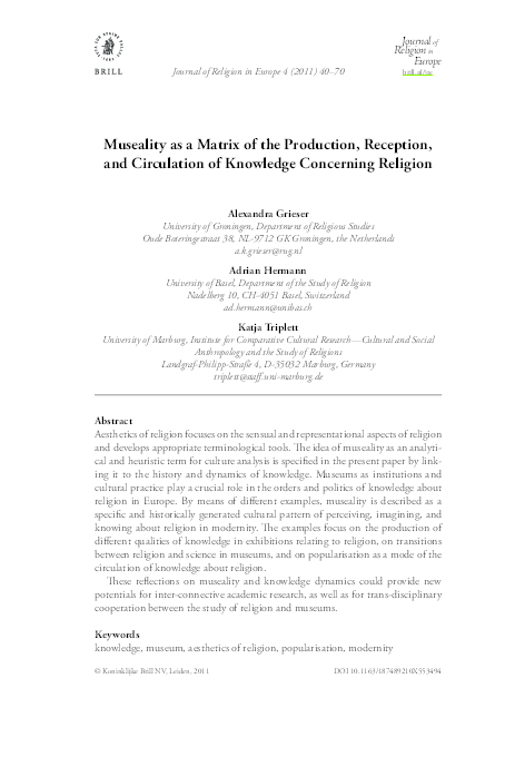 (PDF) (with Alexandra Grieser and Katja Triplett) Museality as a Matrix ...