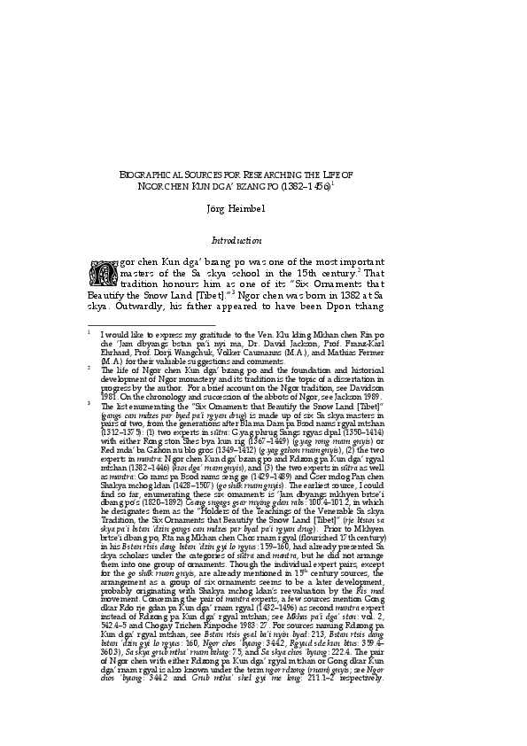 (PDF) Biographical Sources for Researching the Life of Ngor chen Kun ...