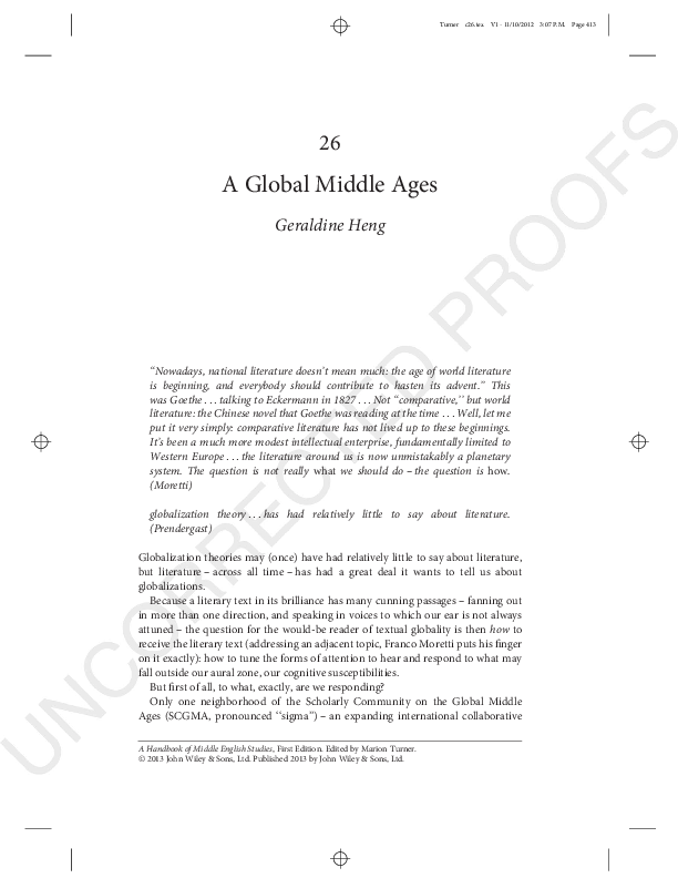 (PDF) A Global Middle Ages: England through Other Continents; or ...