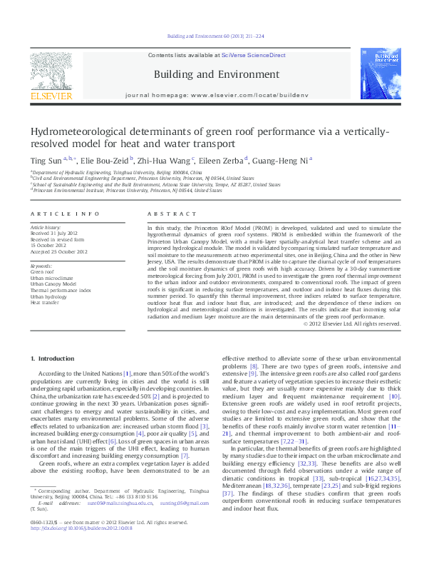 (PDF) Hydrological determinants of green roof performance using a physically-based roof model
