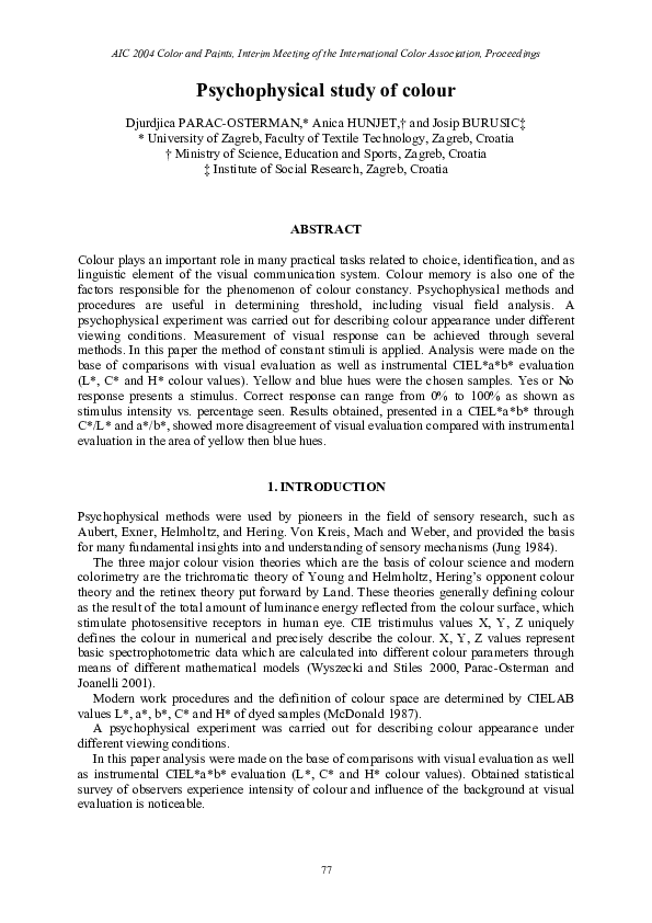 (PDF) Psychophysical study of colour