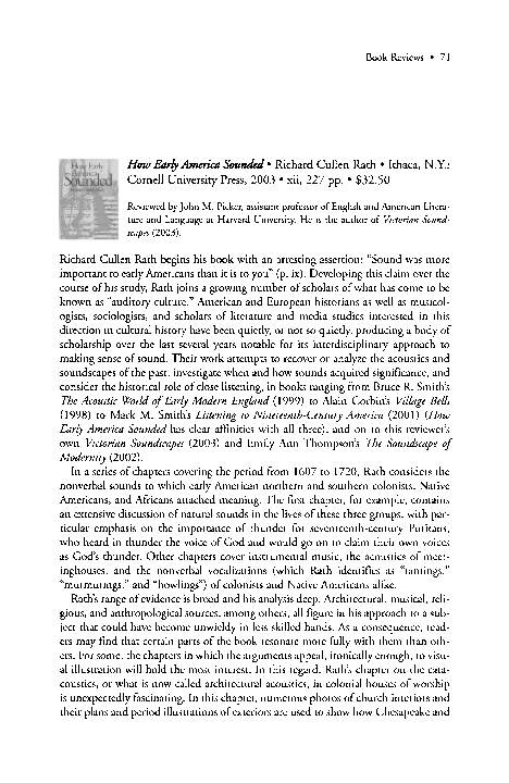 (PDF) Richard Cullen Rath, How Early America Sounded