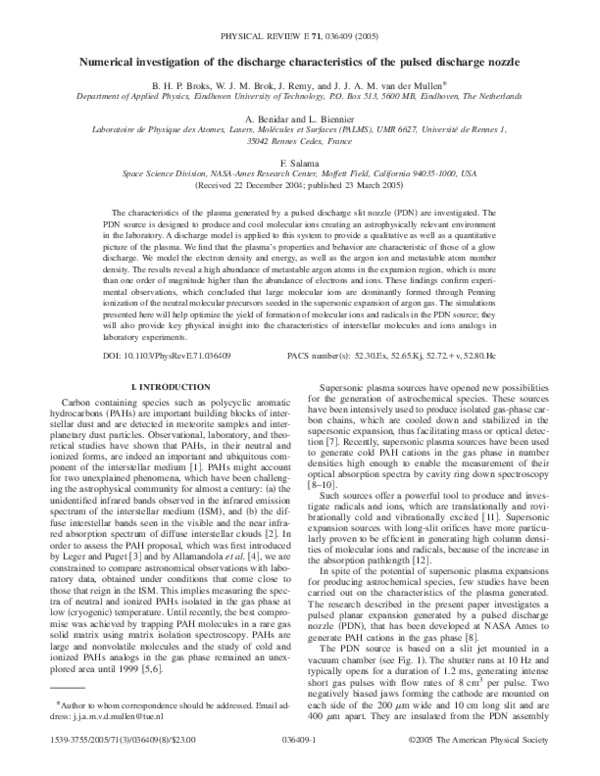 Pdf Numerical Investigation Of The Discharge Characteristics Of The Pulsed Discharge Nozzle