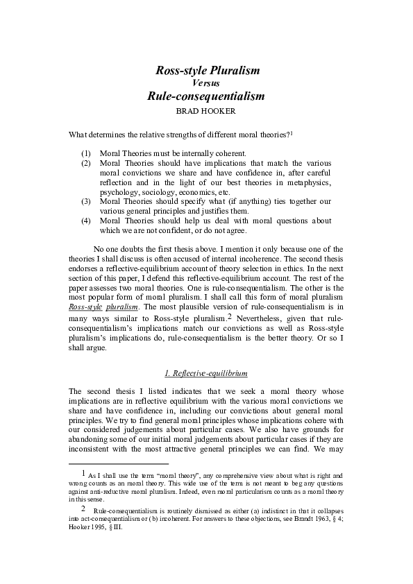 (DOC) Ross-Style Pluralism Versus Rule-Consequentialism