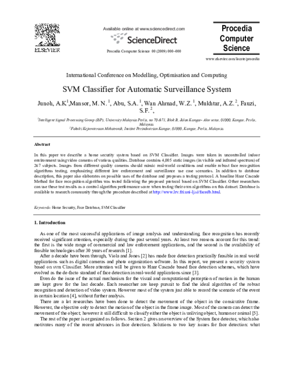 SVM Classifier for Automatic Surveillance System